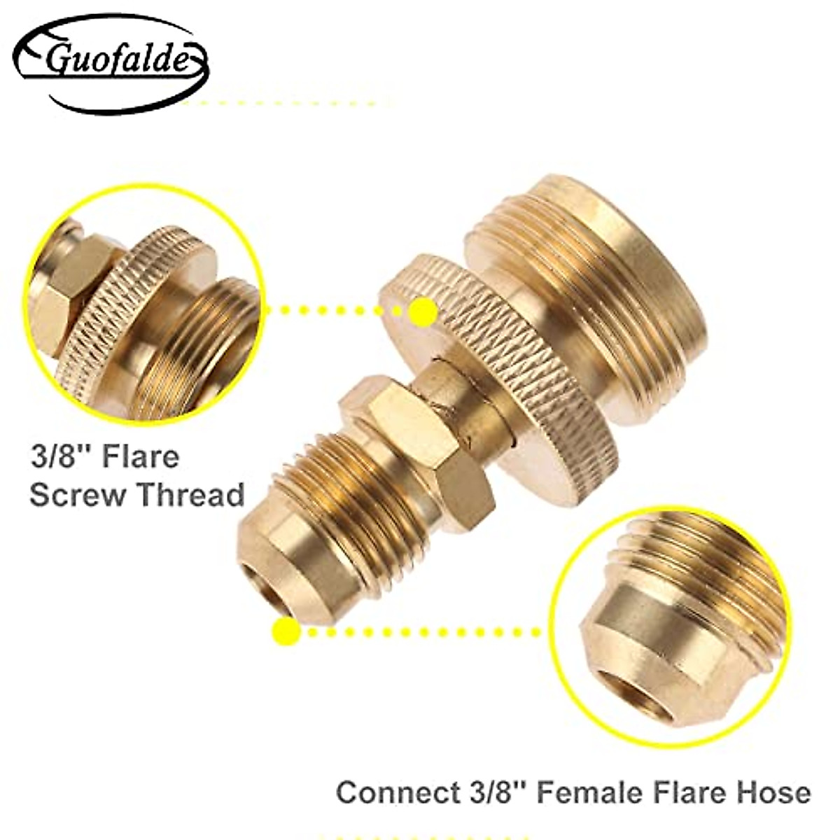 GUOFALDE 1LB Portable Propane Tank Cansiter Regulator Adapter Connection to 3/8" Male Flare (5/8"-18UNF) Thread, Portable Camping Grill Stove Parts for Heaters, Burner, Cooker, Fire Pit Parts