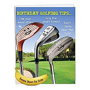 The Best Card Company - 1 Large Birthday Card with Envelope (8.5 x 11 Inch) - Fun Wordy Celebration Card for Birthdays - Golfing Tips J9002BDG
