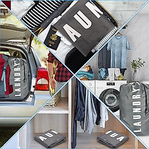 Laundry Bag - Locking Drawstring Clos.XL Travel Laundry Bag, Machine Washable Dirty Clothes Organizer, Large Enough to Hold 4 Loads of Laundry, Easy Fit a Laundry Hamper or Basket （gray，4" x 36")