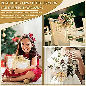 2 Rolls 20 Yards Metallic Wired Ribbons Glitter Ribbon Rose Gold Ribbon for Crafts Valentine Floral Bow Making DIY Gift Wrapping Wedding Party Home Decor (Gold, 2.5 Inch)