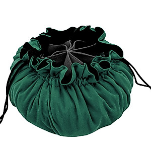 SIQUK Large Dice Bag with Pockets Big Capacity Dice Bag Drawstring Dice Pouch DND Dice Storage Bag for RPG MTG Table Games, Hold Over 300 Dice, Dark Green