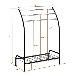 SunnyPoint Freestanding 3 Hanging Bar Towel Rack with Bottom Shelf (WHT)