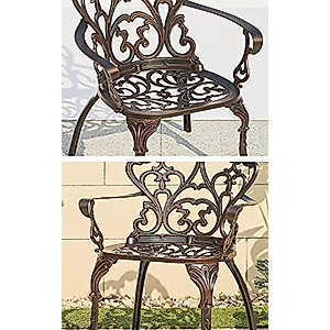EESHHA Garden Bench 3 Pcs Cast Aluminum Set Garden Furniture Dining Table Chairs Antique Outdoor Seat Patio Seater