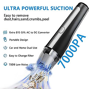 Portable Car Vacuum Cleaner with AC to DC Converter High Power Wet Dry Mini Handheld for Carpet Seats Water Pet Dog Hair Interior Car Accessories 16.4ft Corded - Aspiradora De Agua para Carro
