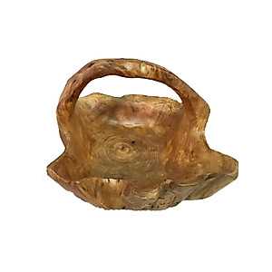 Live Edge Wood Basket with Handle (Large 14-15")