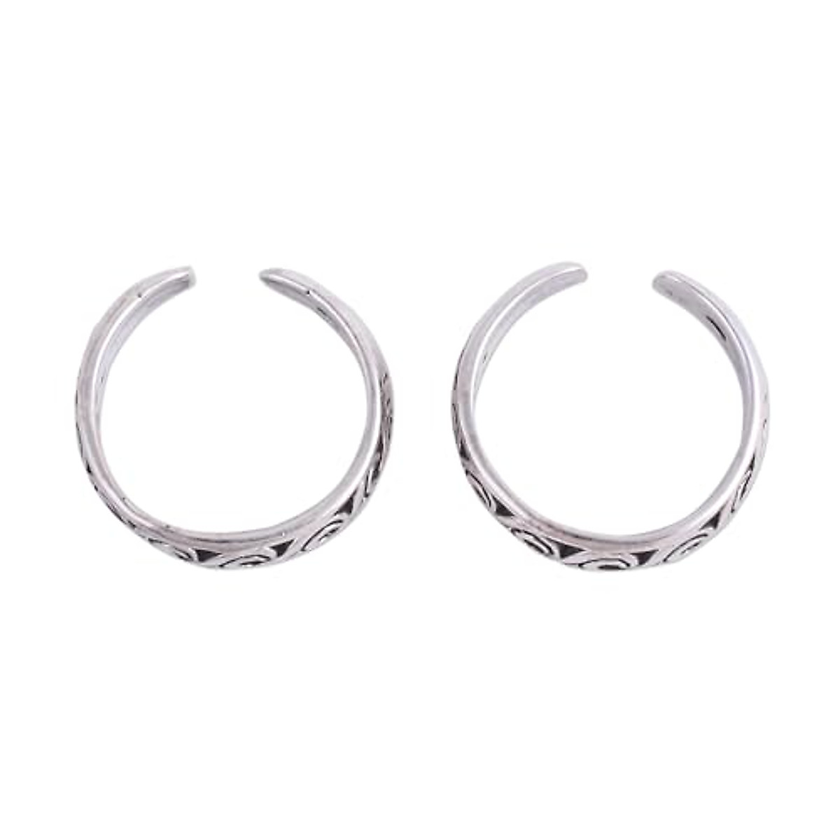 NOVICA Artisan Handcrafted Sterling Silver Toe Rings Pair of from India No Stone Wrap [width (each 2) 5 mm W] ' Fascinating Swirls' Pair