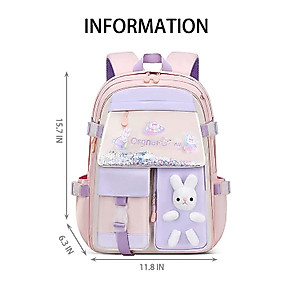 Cute Backpack Travel Bookbag for Women & Men Boys Girls School College Students Backpack Durable Water Resistant Pink-B Large