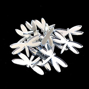 Super Cool Creations Dragonfly Shaped Crafting Mirrors, Set of 10, Many Colours, Shatterproof Acrylic, Orange, Pack of 10 x 5cm