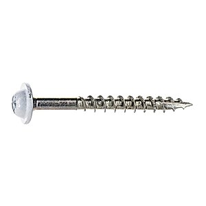 #9 x 1-3/4" Saberdrive White Cabinet Screws 1 LB, Approx. 123 Pieces, Durable Wood Screws, Serrated Thread for Secure Fastening, Avoid Cam Out