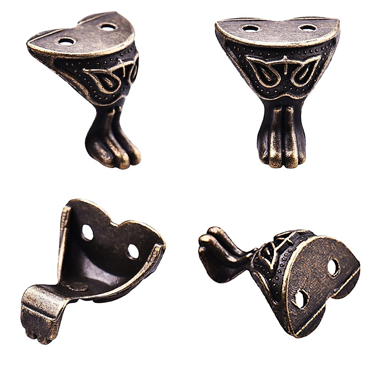4Pcs Antique Brass Box Legs Feet Corner Protector Zinc Alloy Gift Box Jewelry Wood Case Decorative Feet Leg Metal Corner Protector Furniture Fittings