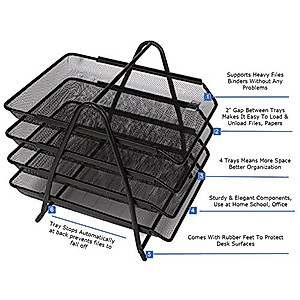 4-Letter Tray Office Desk Organizer, Black