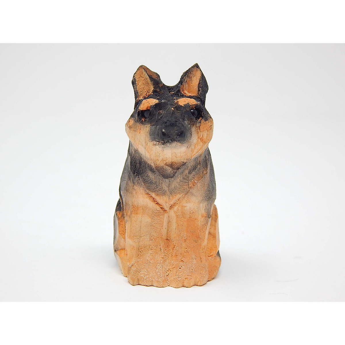 Hand Carved Wooden German Shepherd Figurine - Miniature Dog Sculpture for Home Decor, Small Animal Statue, Garden Ornament Pet Lover Enthusiast Collectible