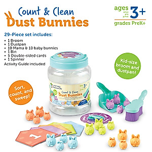 Learning Resources Count & Clean Dust Bunnies, Toddler Activities, Educational Toys Set, Color Teaching Toys, 29 Pieces, Age 3+
