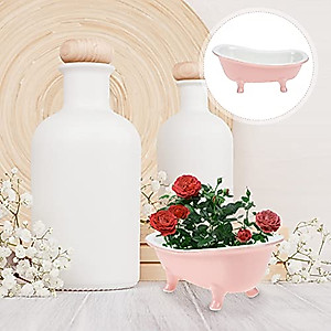 Mini Bathtub Flower Pot Ceramic Succulent Planter Pot Flower Pots Porcelain Plant Pot Vintage Retro Plants Bonsai Holder Desktop Flower Vase Cactus Containers Soap Dish