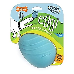 Nylabone Eggi Interactive Fillable Dog Chew Toy - Lightweight Bouncy Floatable Dog Treat Toy for Creative Play & Dog Exercise, Blue, Large/Giant - Up to 50 lbs. (1 Count)