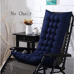 Cranese Thicken Patio Rocking Chair Cushion with 6 Ties,High Back Recliner Chair Lounger Cushion,Relax Chair Pad Mat Swing Bench Seat Cushion Blue E 125x48cm(49x19inch)