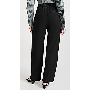 Vince Women's Pleat Front Pull On Pant, Black, 2X