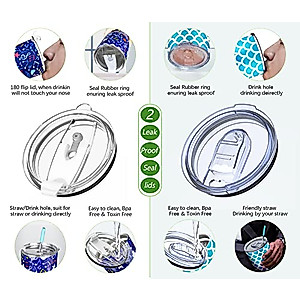 Yoelike 30 oz Mermaid Tumbler with Lid and Straw, Stainless Steel Vacuum Insulated Coffee Ice Cup, Double Wall Travel Mug, Sweat Proof - Keeps Cold for 24 Hours and Hot for 12 Hours