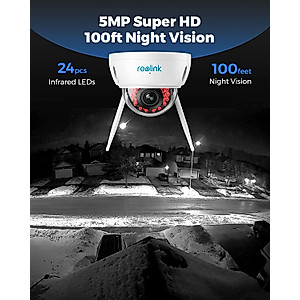 REOLINK RLC-542WA - 5MP HD Outdoor Camera for Home Security, Dual Band WiFi Security Camera with Person/Vehicle Detection, IK10 Vandal Proof, 5X Optical Zoom, 2.4/5 GHz WiFi, Time Lapse, Non-PT