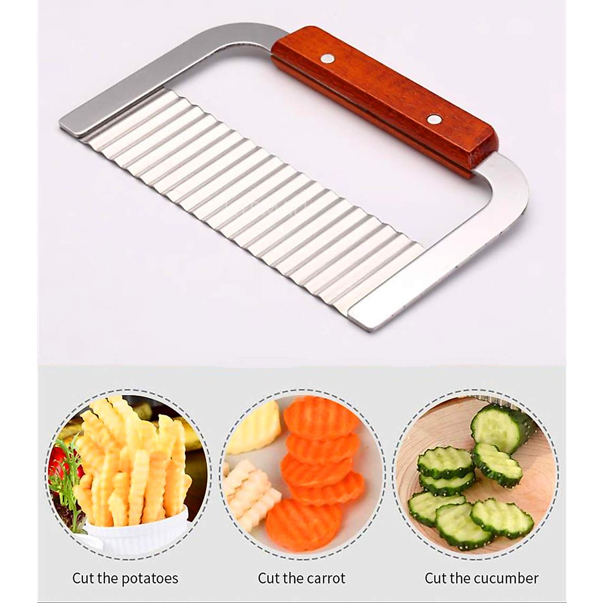 HTBMALL Crinkle Potato Cutter, Wavy Chopper Knife, Upgraded Stainless Steel Blade, Safe Kitchen Tools Wavy Slicer for Fruit, Vegetable, Carrot, Potato