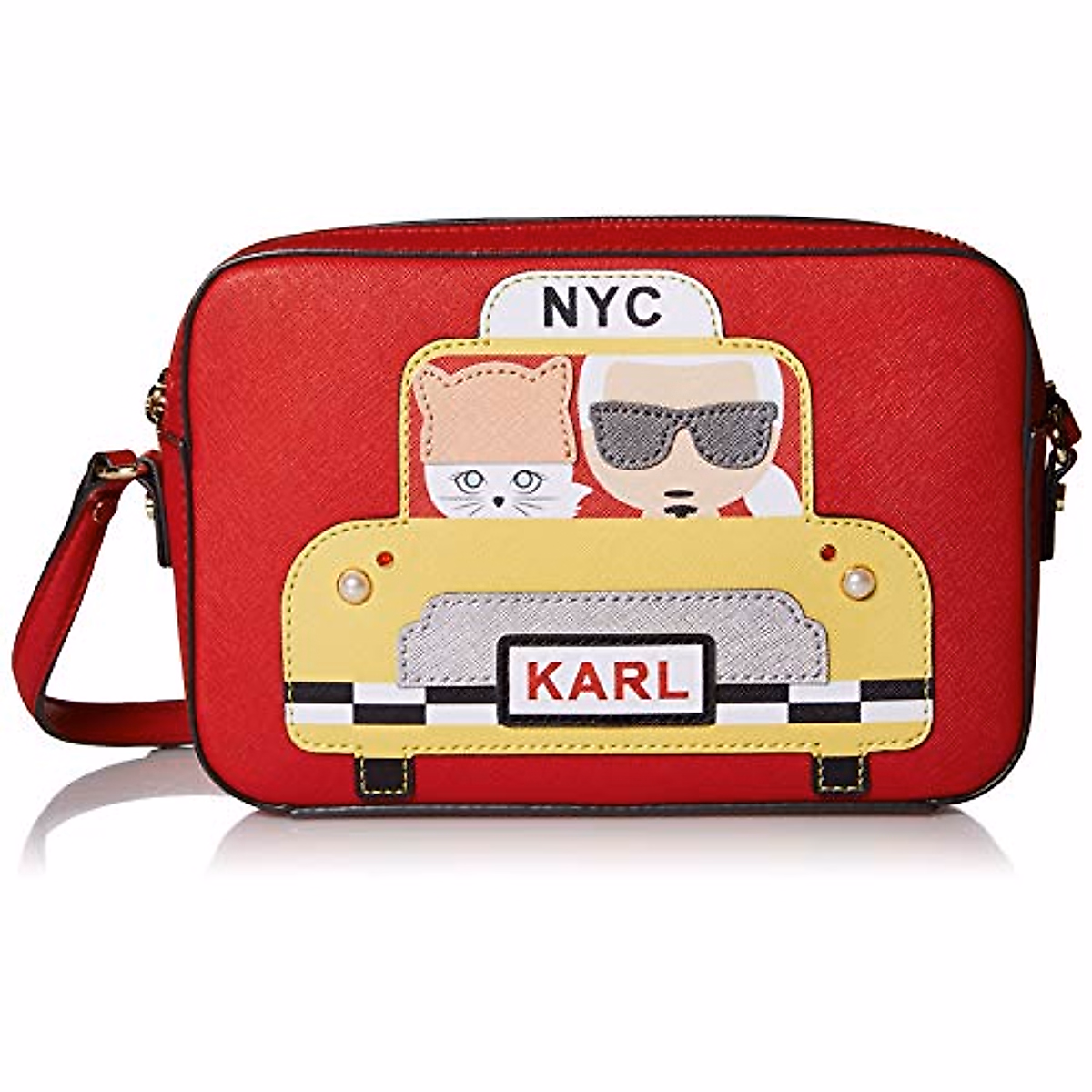 Karl Lagerfeld Paris womens Maybelle Camera Crossbody Bag Cross Body, Crimson Combo, One Size US