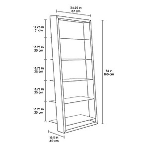 BDI Eileen Shelf 5156 Leaning Shelf, Natural Walnut, Smoked Glass