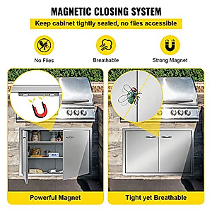 Mophorn BBQ Access Door 33W x 22H Inch, Double BBQ Door Stainless Steel, Outdoor Kitchen Doors for BBQ Island, Grilling Station, Outside Cabinet