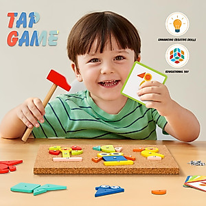 TOOKYLAND Fine Motor Toys, Toy Hammer and Nails Game is Montessori Toys That Exercise Children's Hands-on Skills and Develop Their Imagination for Kids