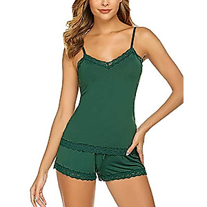 Avidlove Short Pajamas Set Sleepwear Lace Soft Tank Tops and Shorts Set for Women(Green,XXL)
