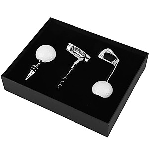 Bottle Opener Wine Stopper Set, Golf Shaped Corkscrew Wine Opener, Wine Beer Openers, Champagne Stoppers for Bar Wedding Celebration Club, Golf Gift Sets for Golfer Enthusiast