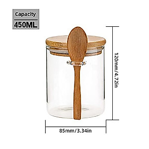 LUZLED Set of 3 Airtight Glass Jars with Bamboo Lids and Spoons, 16oz Glass Storage Containers with Lids Clear Food Storage Containers Food Jars Canisters for Kitchen Sugar Salt Coffee Beans