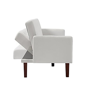 APAINI Beige Linen Convertible Double Folding Living Room Sofa Bed,Comfortable for Bedroom Apartment,Office