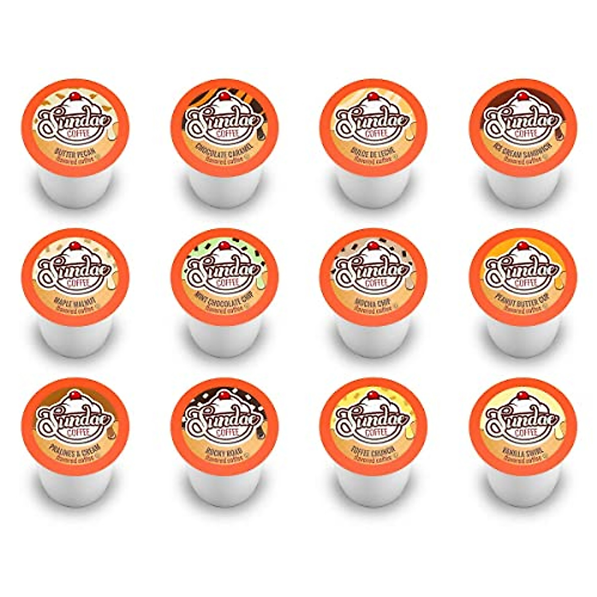 Sundae Ice Cream Flavored Coffee Pods, Compatible with 2.0 Keurig K-Cup Brewer, 48 Count (Assorted Variety Pack)
