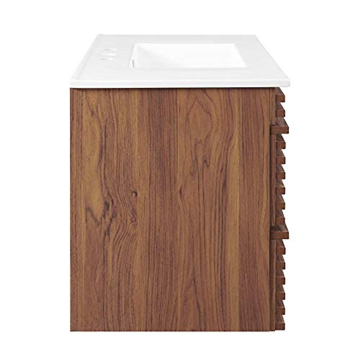 Modway Render 36" Wall-Mount Bathroom Vanity in Walnut White