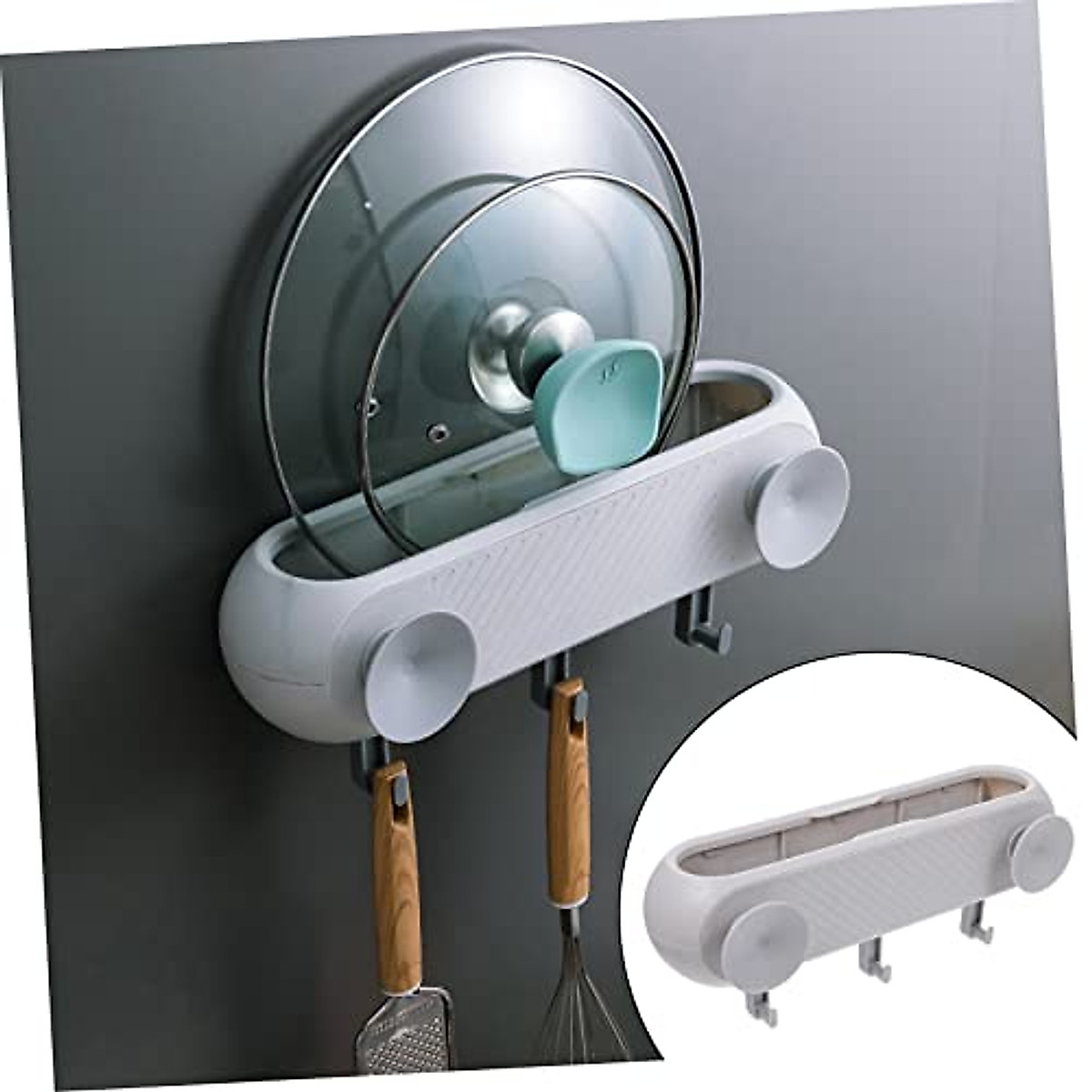 YARNOW 1pc Storage Rack Washcloth Holder Pan Holder Pot Lid Rack Wall Shelf Brackets Pot Lid Holder Pot Lid Storage Rack Wall Organizer Rack Chopping Board Stand Tableware Plastic Grey