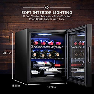 Ivation 12 Bottle Compressor Wine Cooler Refrigerator w/Lock | Large Freestanding Wine Cellar For Red, White, Champagne or Sparkling Wine | 41f-64f Digital Temperature Control Fridge Glass Door Black