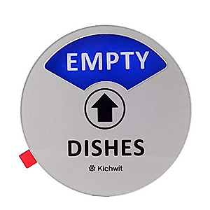 Kichwit Clean Dirty Dishwasher Magnet with The 3rd Option “Empty”, Non-Scratch Strong Magnet Backing & Residue Free Adhesive, 3.5” Diameter, Silver