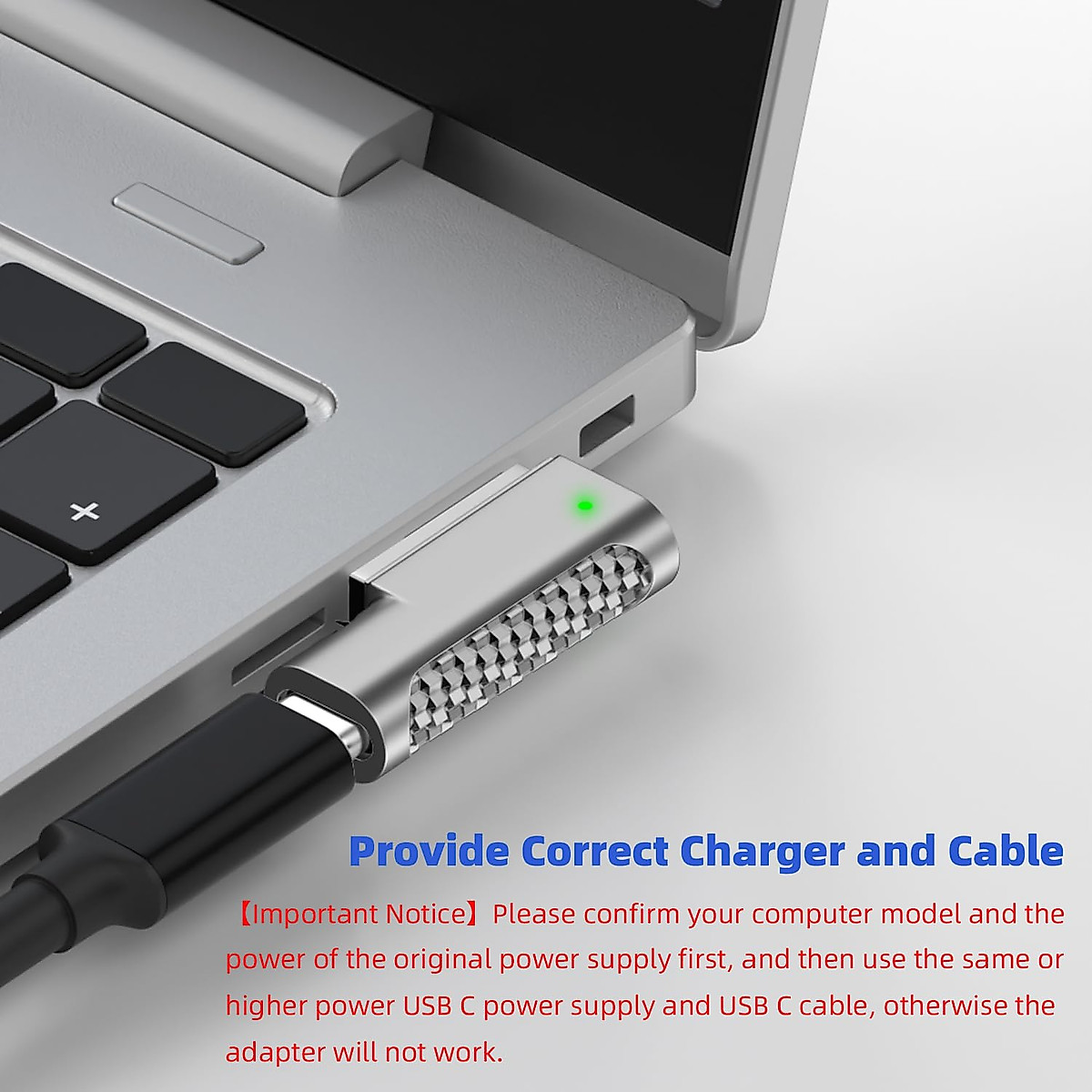 AreMe USB C to Magnetic T-Tip Charging Adapter, 90 Degree USB Type-C to Magnetic 2 T-Head 100W Power Fast Charging Converter for 2013-2015 MacBook Pro Air