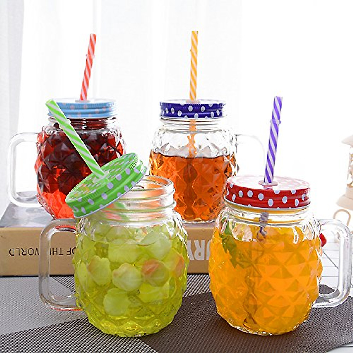 40 Pieces Reusable Straws BPA-Free 9" Colorful Printing Hard Platic Stripe Drinking Straw for Mason Jar Tumbler Family or Party Use Cleaning Brush Included Random Style (Casual Style)
