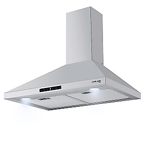 30 inch Range Hood, GASLAND Chef PR30SSN Wall Mount Vent Hood Stainless Steel, Ducted Stove Hood with Sensor Touch Control, Convertible Chimney-Style, LED Lights, Aluminum Mesh Filters