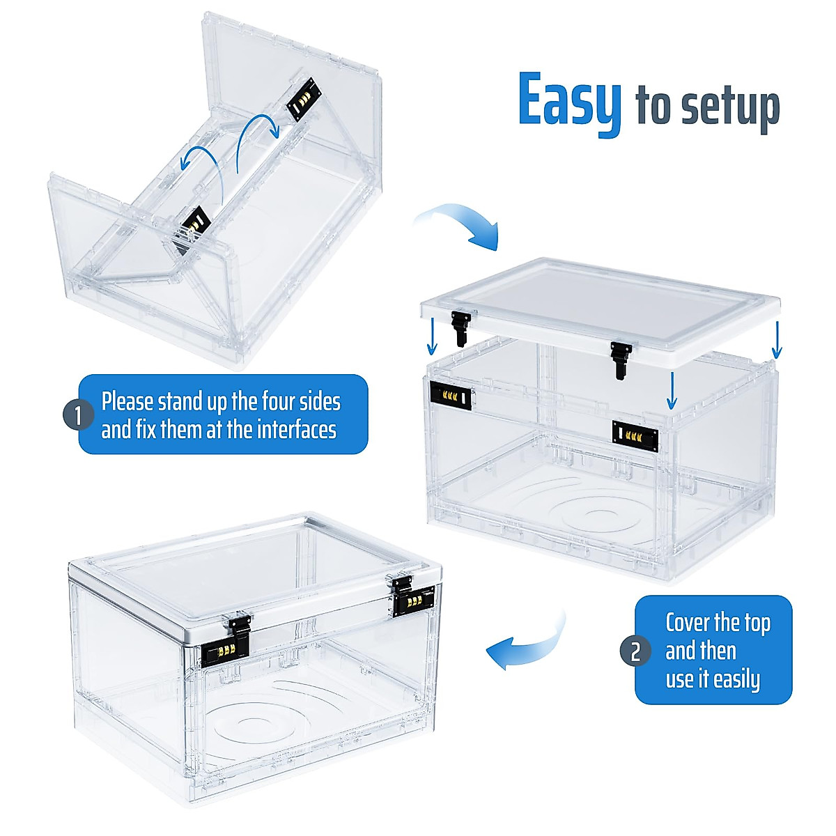 chefeggukk Clear Medicine Lock Box, Lockable Storage Box for Personal Items, Medication Lockable Container, Locking Organizer Bin for Refrigerator Food Snacks Tablet Phone Jail Home Office Safety
