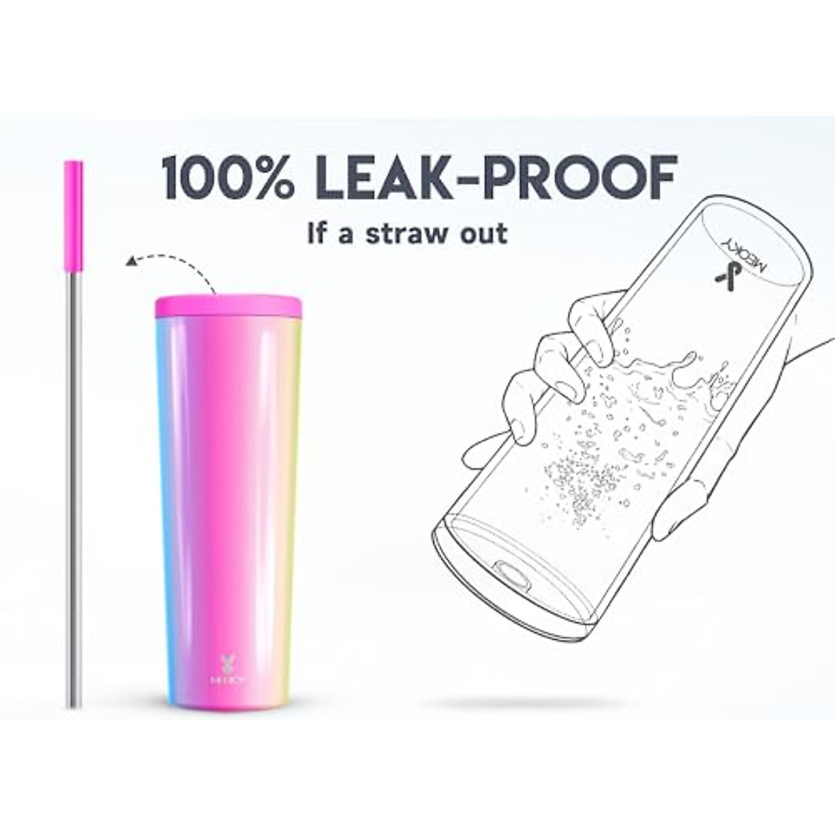 Meoky 30 oz Insulated Tumbler with Lid and Straw, Stainless Steel Vacuum Insulated Tumbler, Keeps Cold for 24 Hours, 100% Leak Proof, Fits in Car Cup Holder (Carnival)