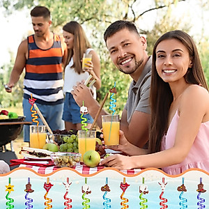 24 Pieces Western Cowboy Party Favors Cowgirl Straws Reusable Drinking Plastic Straws Kids Western Party Supplies for Birthday Baby Shower