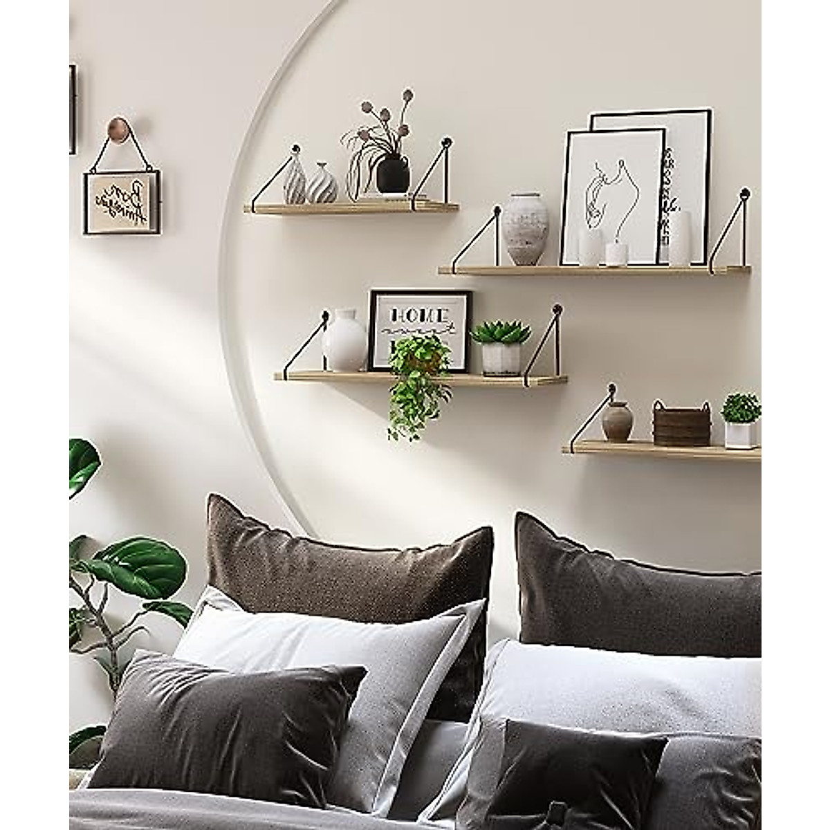 Sapowerntus Long Floating Shelves for Wall Mounted 24 Inch, Rustic Farmhouse Wood Bathroom Hanging Extended Shelf, Bedroom Living Room Kitchen Office Display, Storage Decor Set of 2, Brown