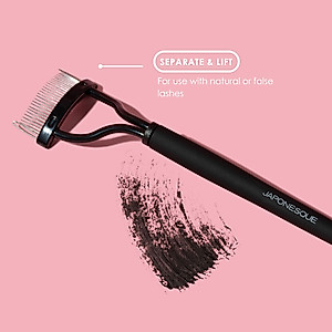 JAPONESQUE - Velvet Touch Lash Separator (0.43 x 5.79 x 1.18 inches) - Eyelash Comb Lash Separator Tool, Remove Mascara Clumps, Arc Lash Brush (Black)