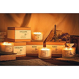 Memory Shadow Hand-Poured Scented Jar Candle - Aromatherapy Scented Candles, New York - Long Lasting Soy Wax Candle - Three Wicks - Scents of Bergamot & FIG, 12.35 oz