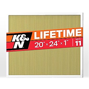 K&N 20x24x1 HVAC Furnace Air Filter, Lasts a Lifetime, Washable, Merv 11, the Last HVAC Filter You Will Ever Buy, Breathe Safely at Home or in the Office , HVC-12024,1 Count (Pack of 1)