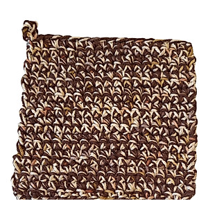 Double Strand Potholders - Trivet - 100% cotton - Autumn - Classic Print - Brown/Taupe - Set of 2