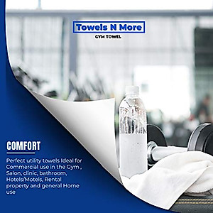 Towels N More 6 Pcs New Gym Towels 20x40 White 100% Cotton Loop Terry Bath Towels Salon Towels Light Weight Fast Drying(6)