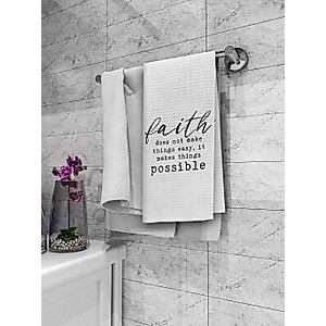 DIBOR Christian Bible Verse Kitchen Towels Dish Towels Dishcloth,Faith Doesn’t Make Things Easy Decorative Absorbent Drying Cloth Hand Towels Tea Towels For Bathroom Kitchen,Christian Girls Women Gift